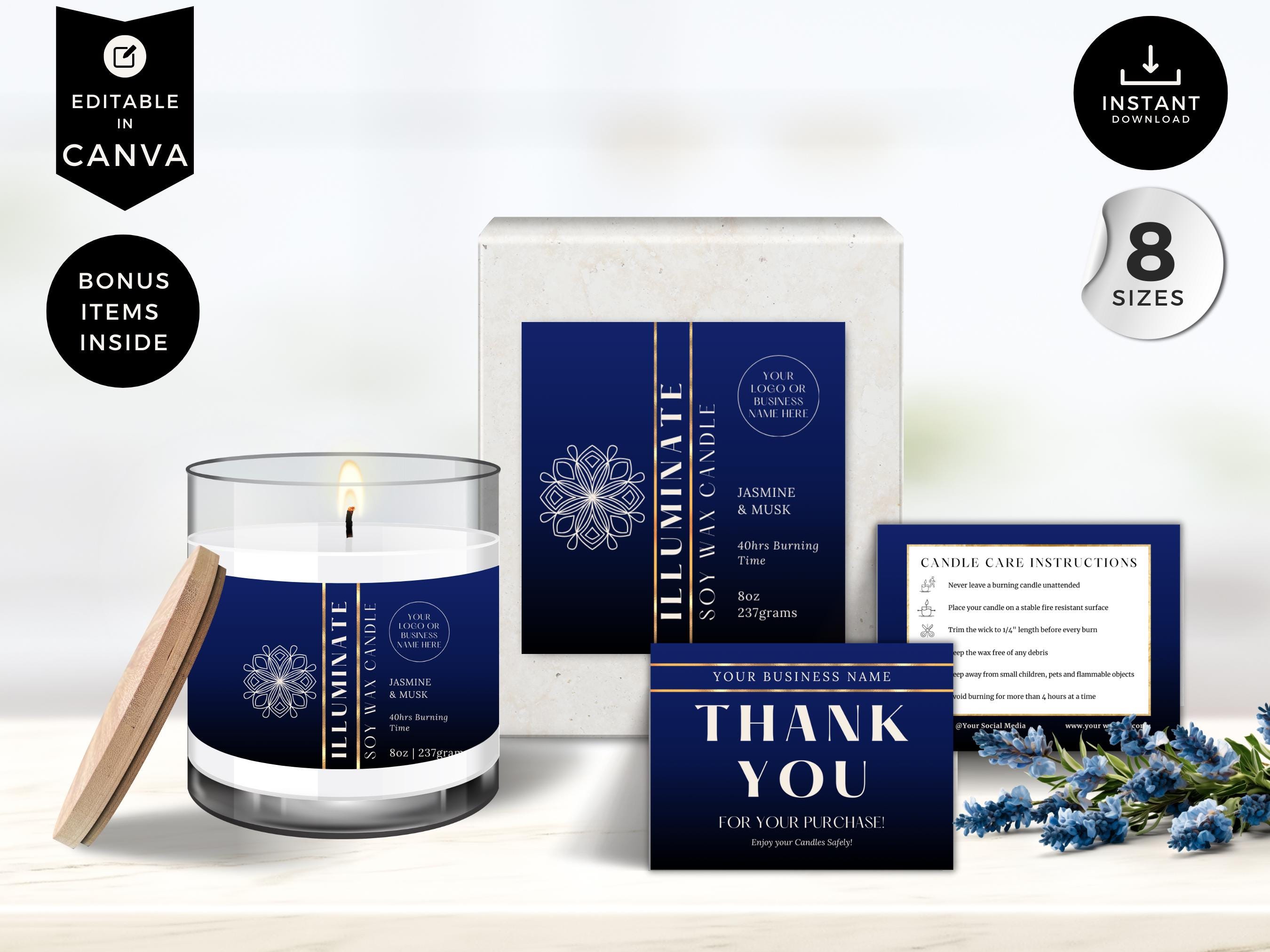 Editable Candle Jar Label Template, DIY Candle Product Design, Modern ...