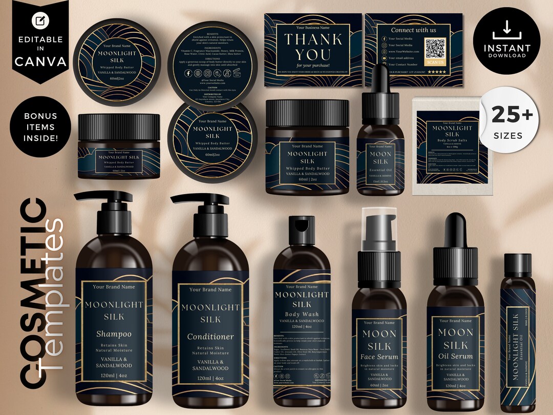 Editable Cosmetic Label Templates, Custom Body Product Label, DIY ...