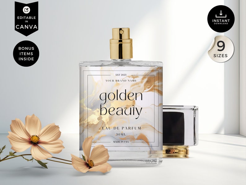 Editable Perfume Bottle Label, Custom Fragrance Canva Design, DIY ...