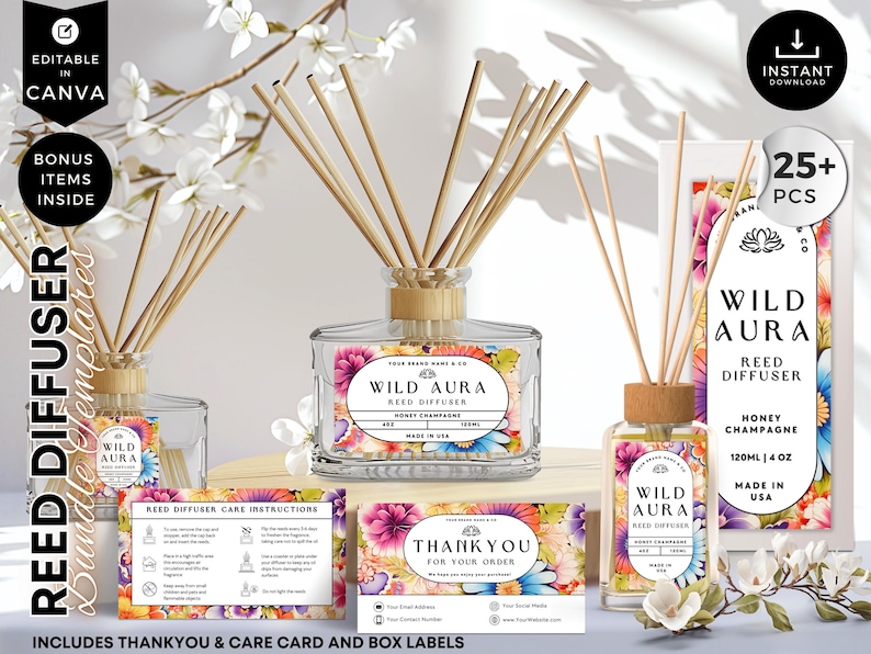 Editable Reed Diffuser Template, DIY Canva Product Labels, Room ...