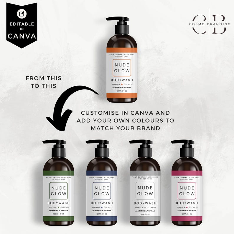 Minimalist Shampoo Bottle Label Template Set, Canva Editable Lotion ...