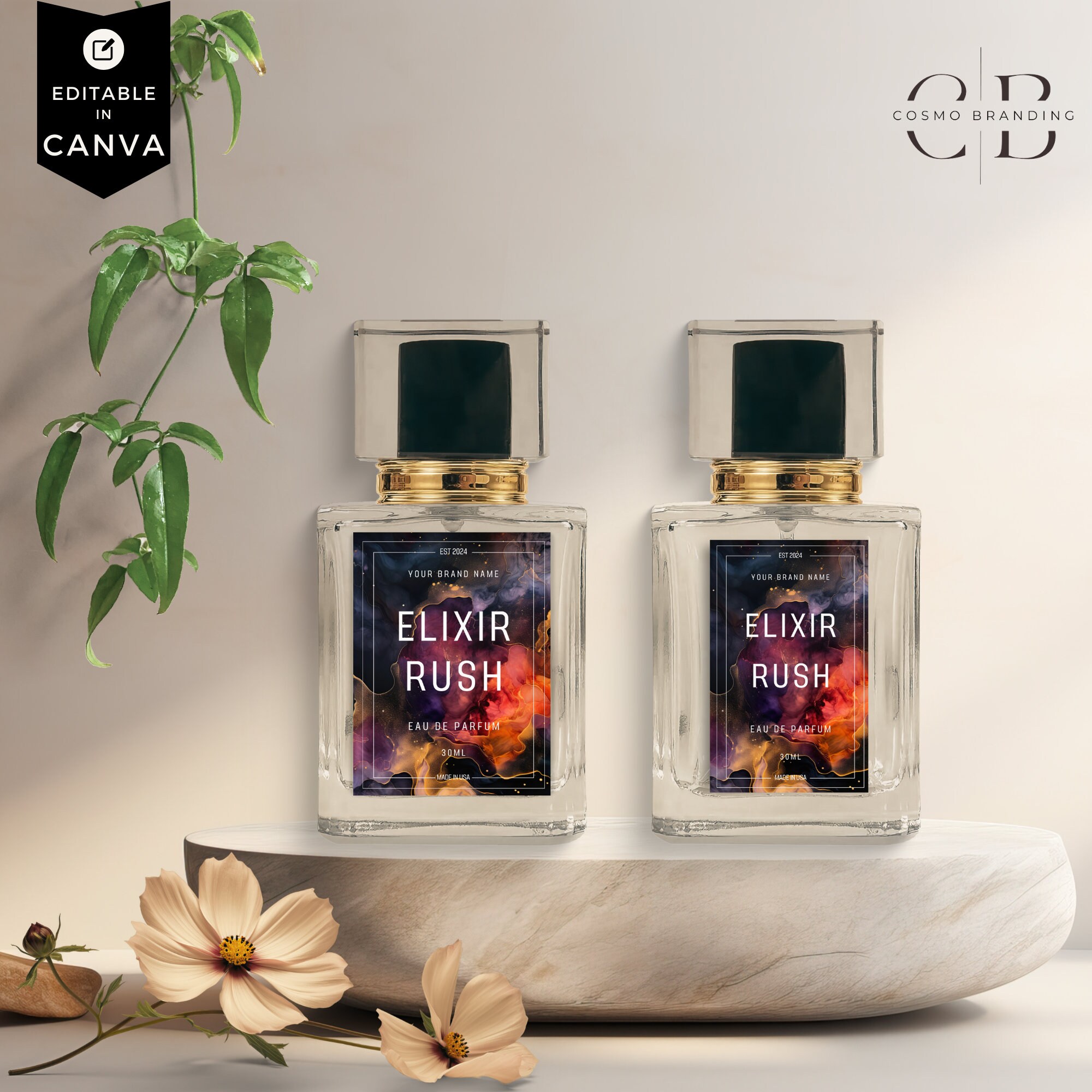 Editable Perfume Bottle Label, Custom Fragrance Canva Design, DIY ...