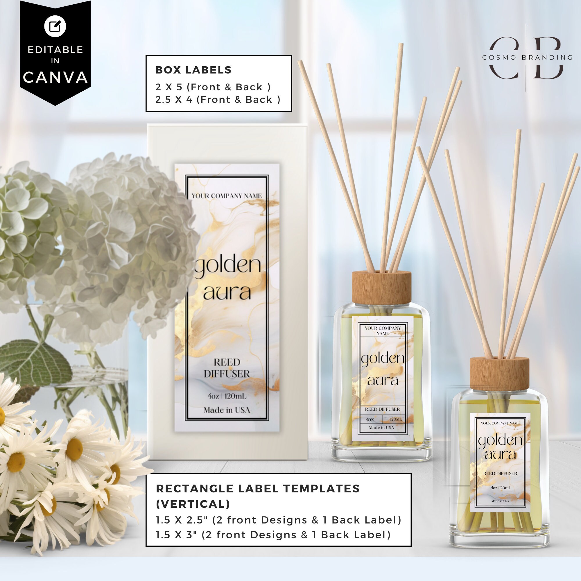 Editable Reed Diffuser Template, DIY Canva Product Labels, Room ...