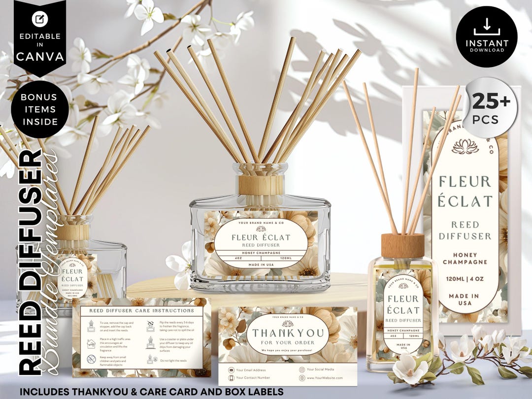 Editable Reed Diffuser Template, DIY Canva Product Labels, Room ...