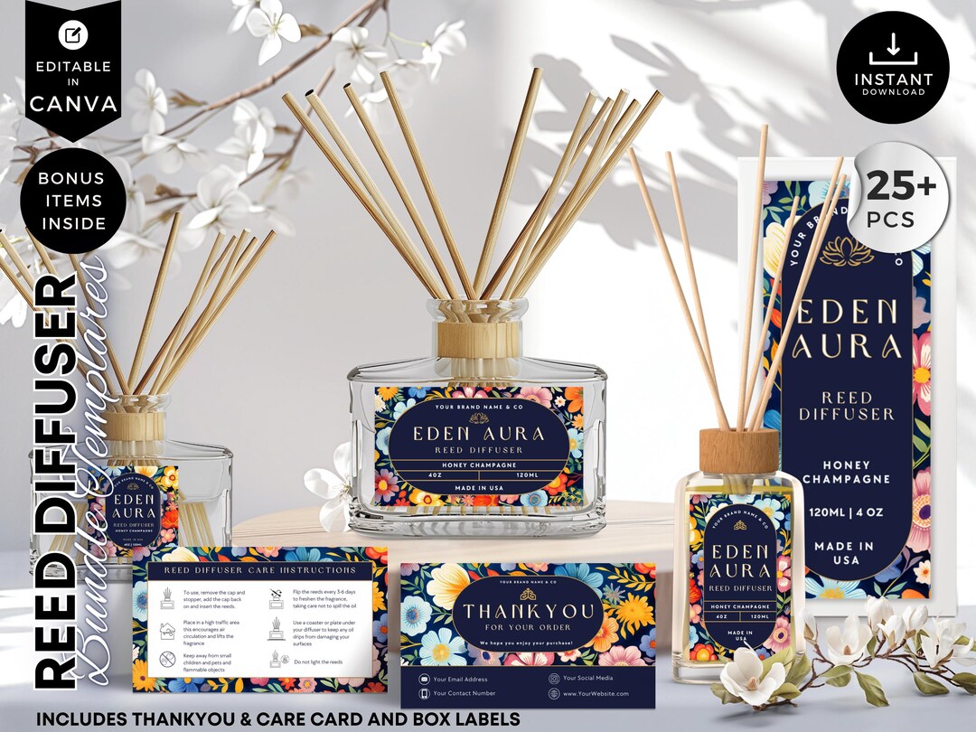 Editable Reed Diffuser Template, DIY Canva Product Labels, Room ...