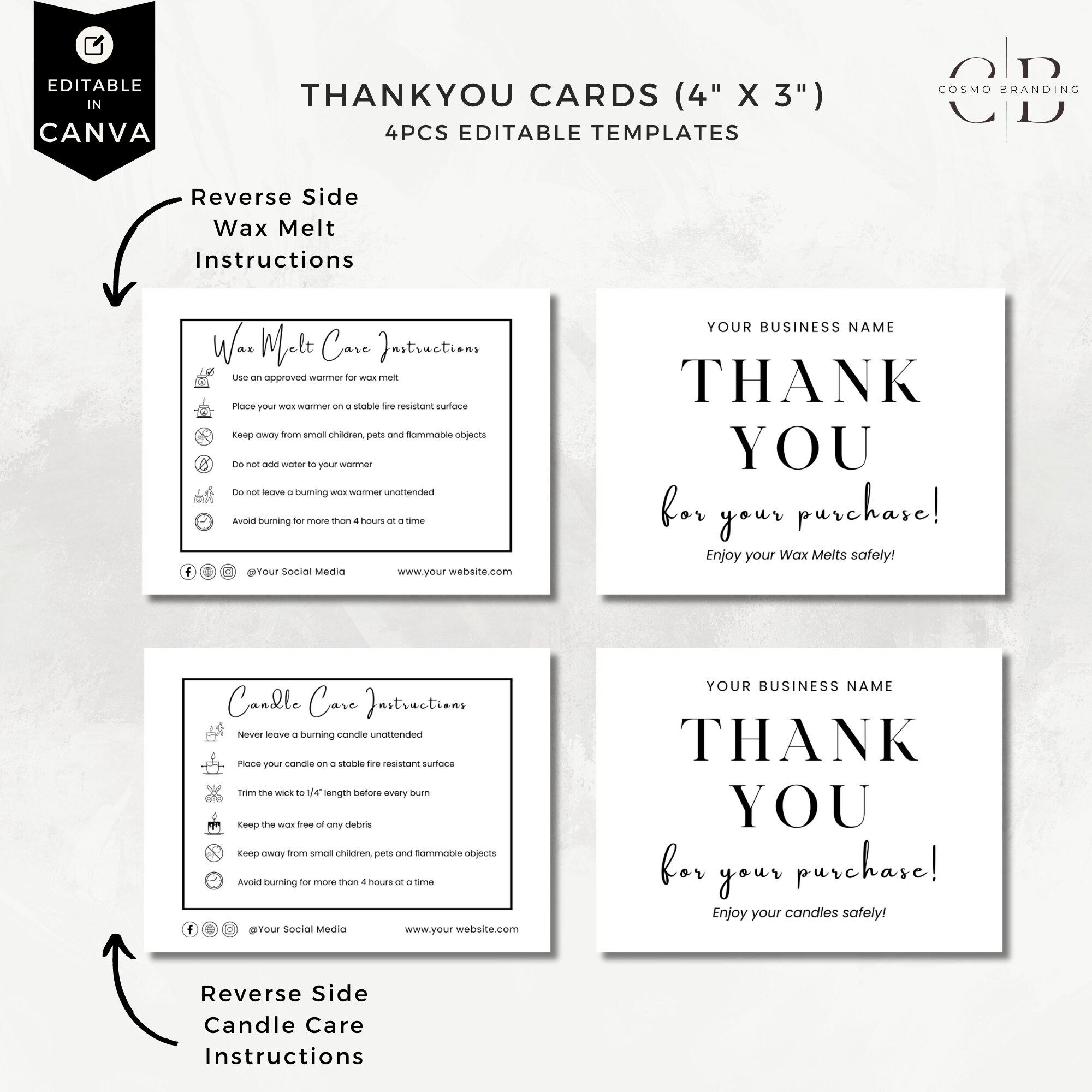 Editable Candle Labels, Wax Melts Label Templates, Candle Packaging Box ...