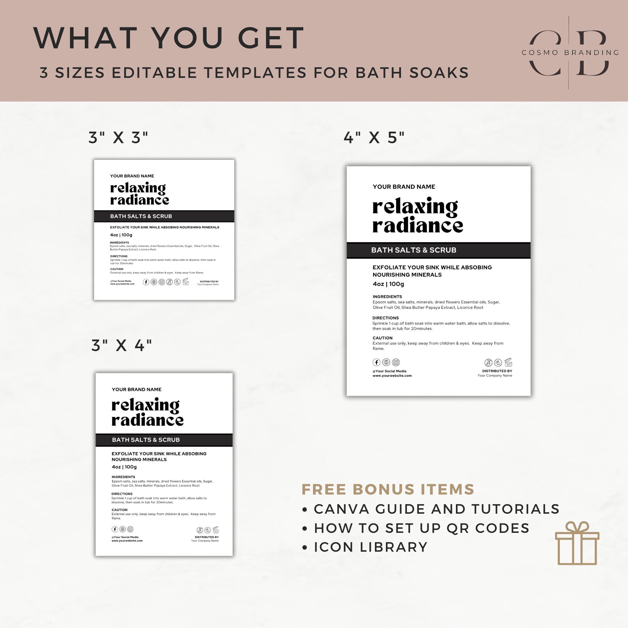 Editable Pouch Label Template, Bath Salts Label, Apothecary Pouch Label ...