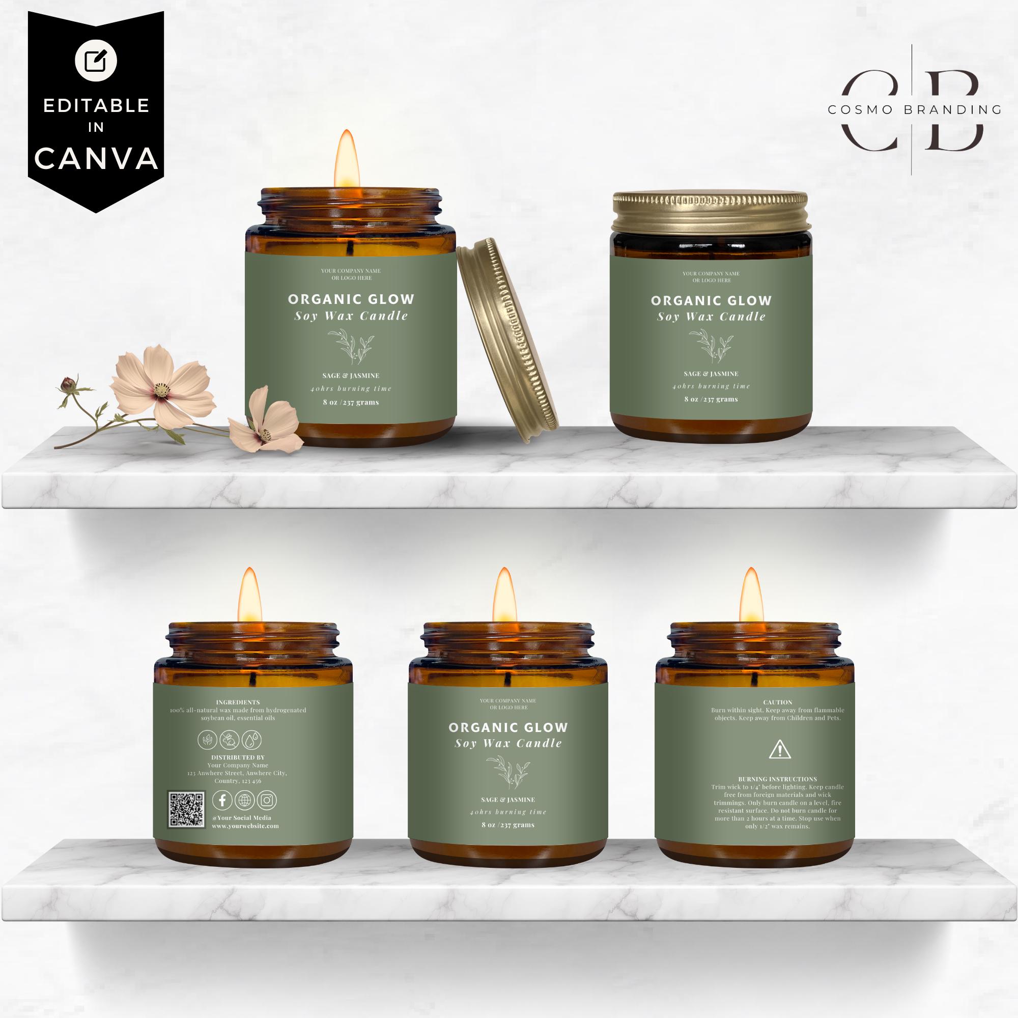 Editable Candle Jar Label Template, DIY Candle Product Design, Modern ...