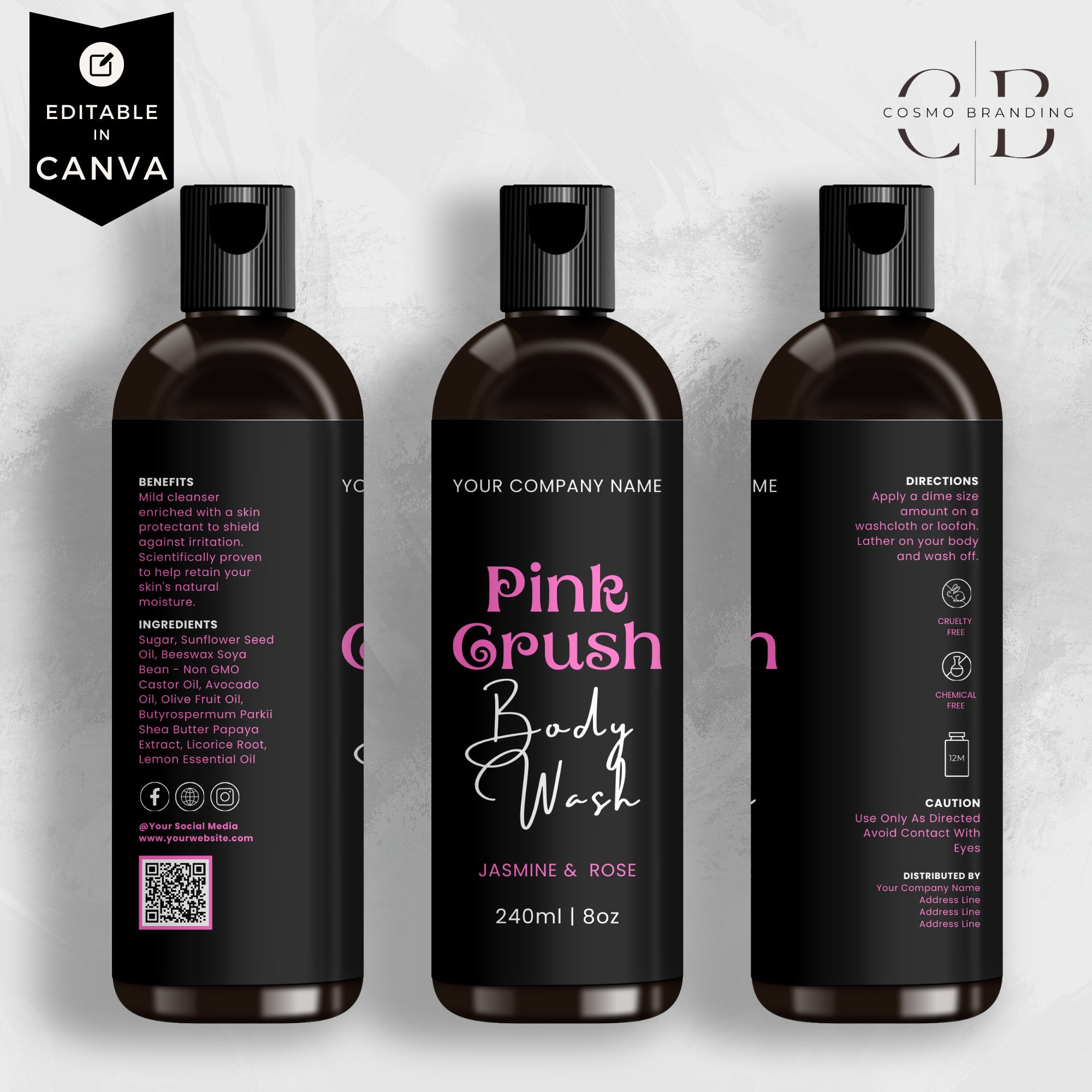 Shampoo Bottle Label Template, Canva Bottle Label Design, DIY Cosmetic ...