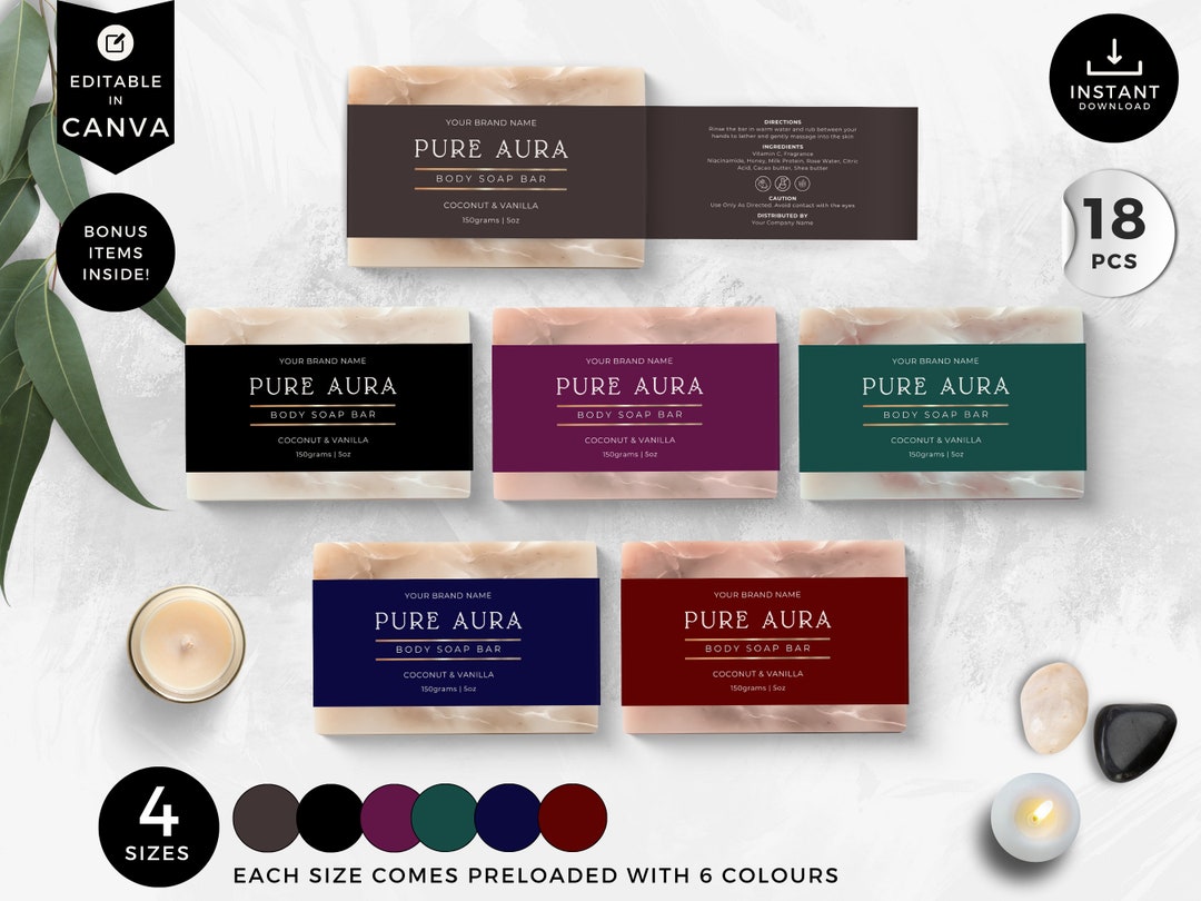 Soap Label Template, DIY Printable Soap Labels, Editable Soap Band ...