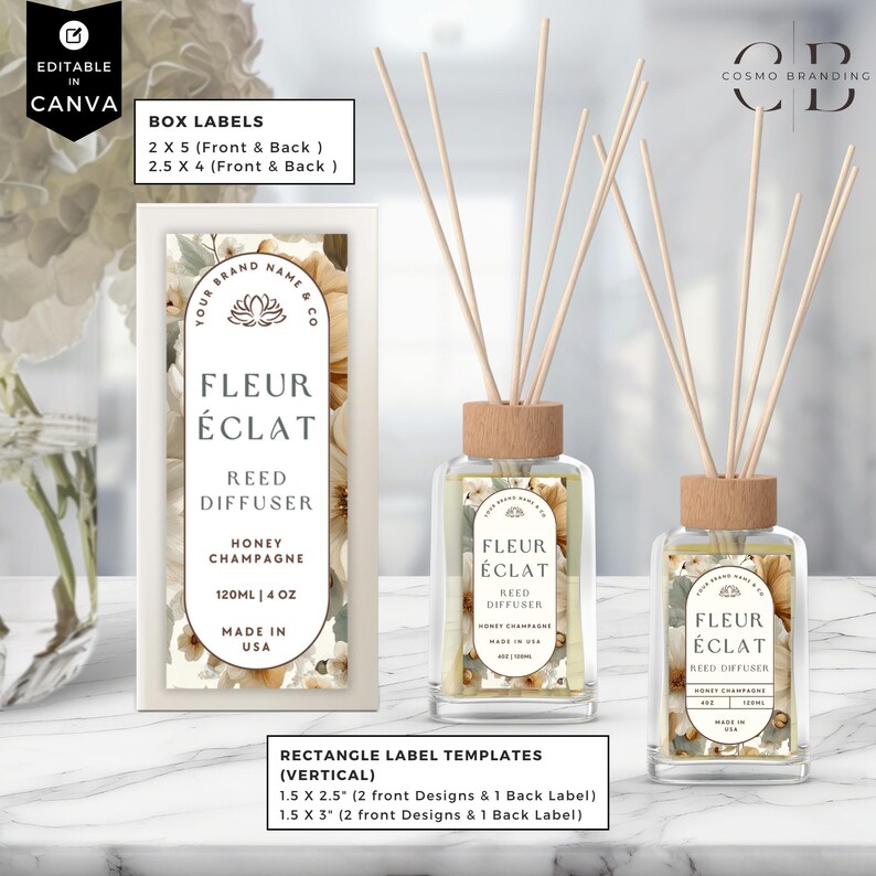 Editable Reed Diffuser Template, DIY Canva Product Labels, Room ...