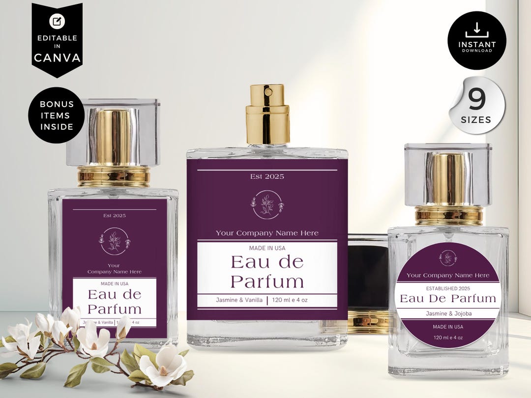 Editable Perfume Bottle Label, Custom Fragrance Canva Design, DIY ...