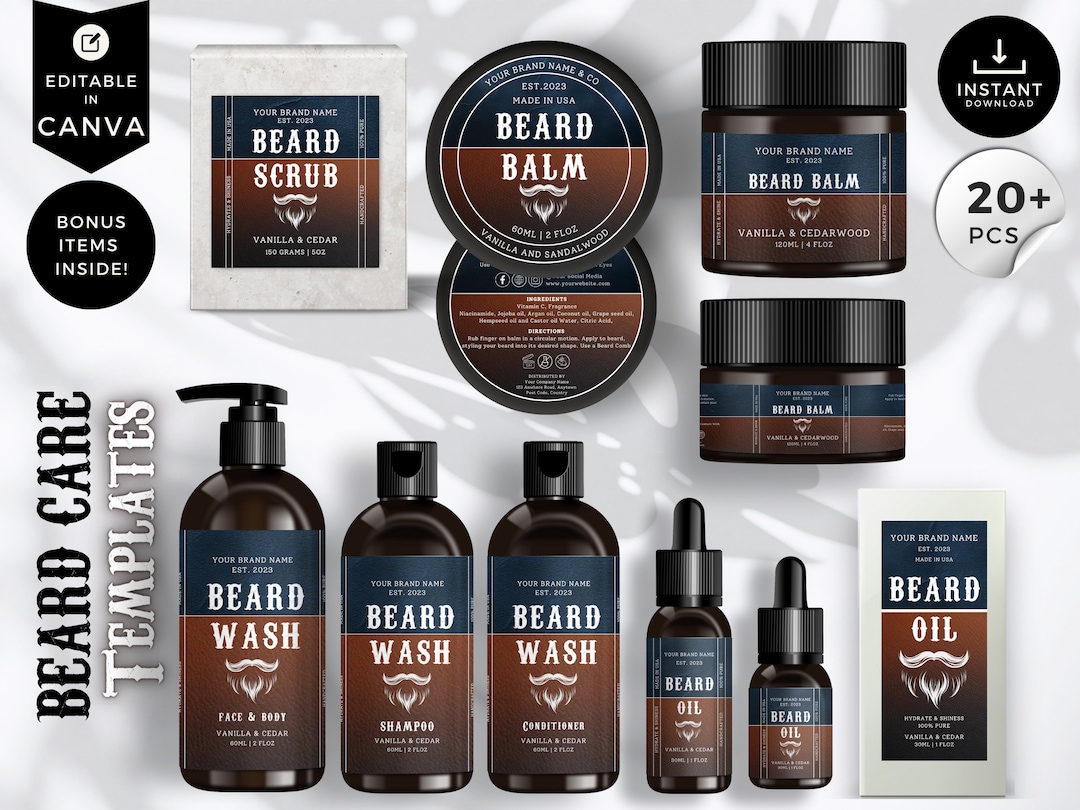 Editable Cosmetic Container Label Templates, Men Care Product, Jar ...