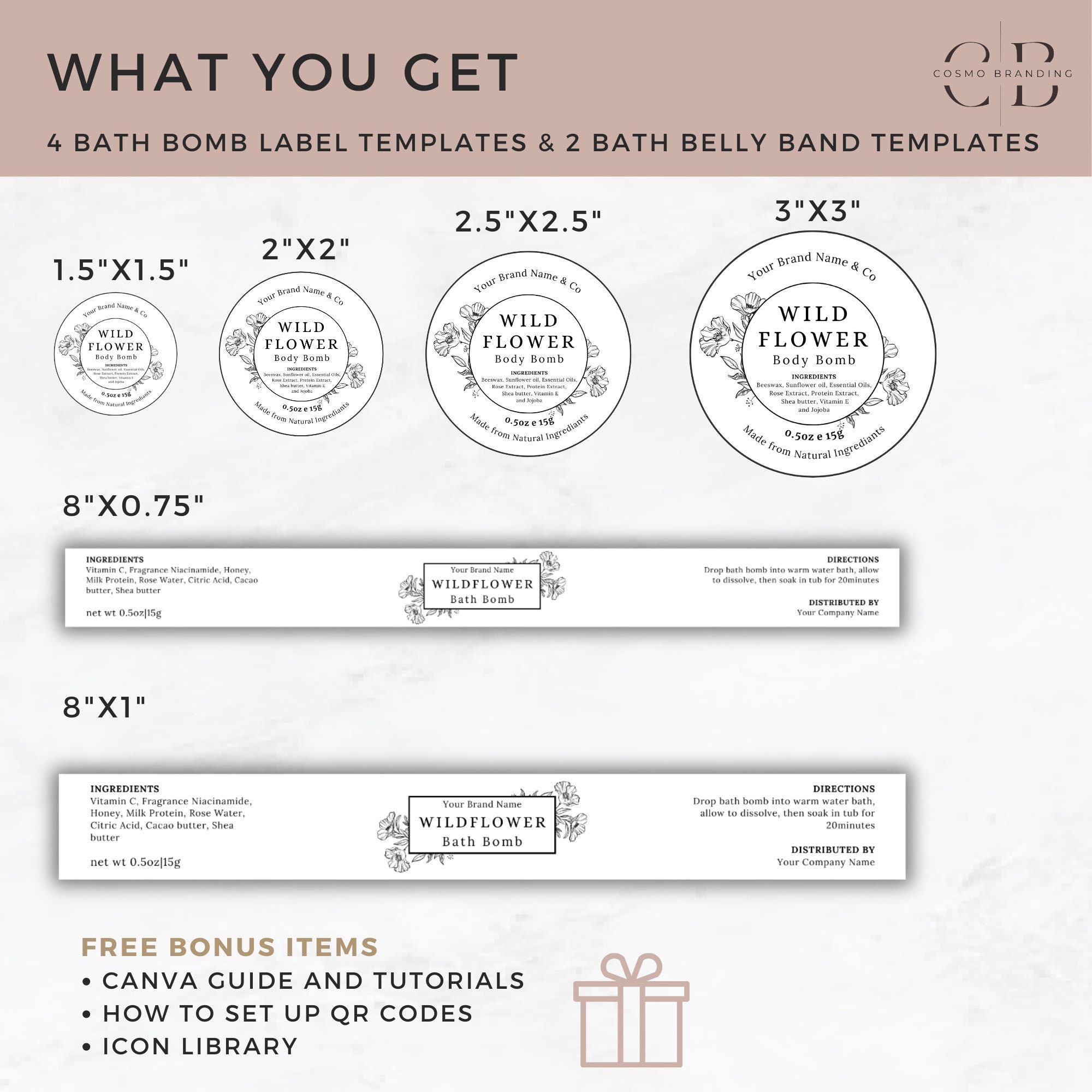 Bath Bomb Labels, Soap Label Template, Cosmetic Label Templates, DIY ...