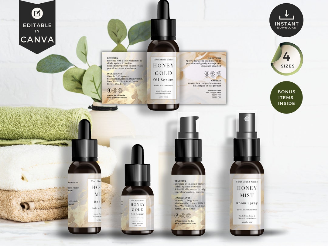 Buy Editable Oil Dropper Bottle Label, DIY Essential Oil Template ...