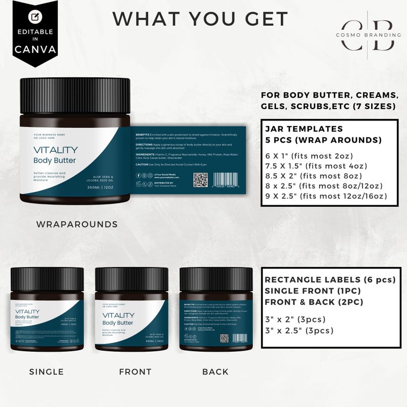 Editable Cosmetic Label Templates, Custom Body Product Design, DIY ...