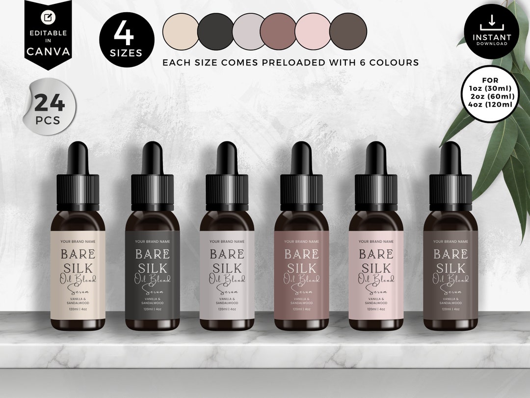 Editable Oil Dropper Bottle Label, DIY Essential Oil Template, Beard ...