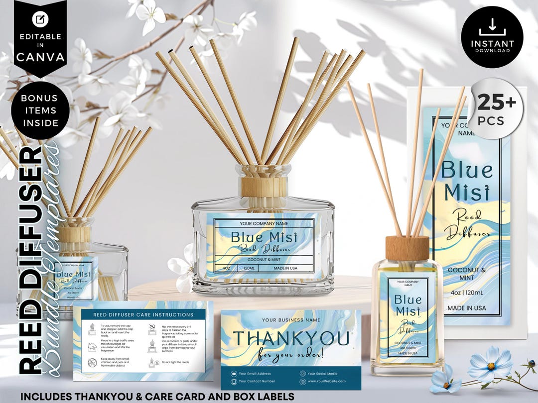 Editable Reed Diffuser Template, DIY Canva Product Labels, Room ...