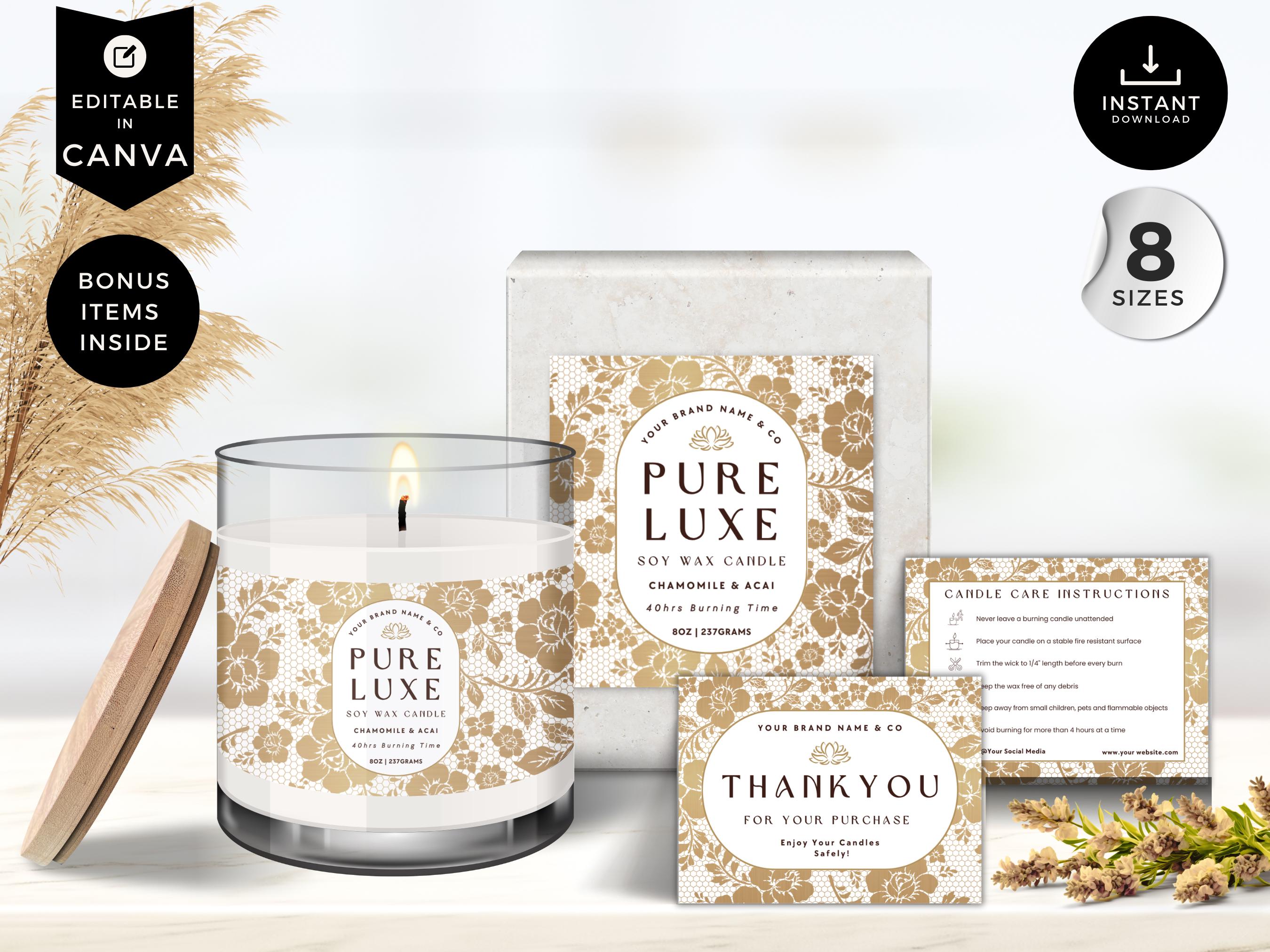 Editable Candle Jar Label Template, DIY Candle Product Design, Modern ...