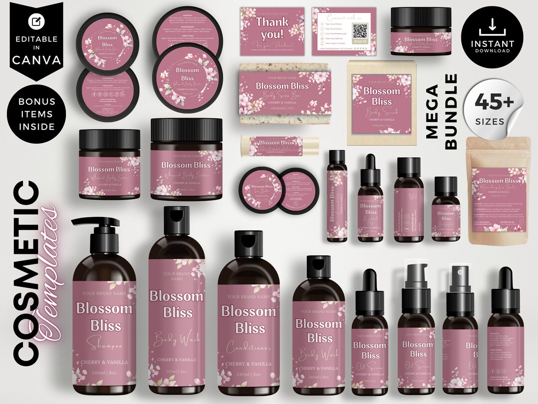 Editable Cosmetic Label Templates, Custom Body Product Label, DIY ...