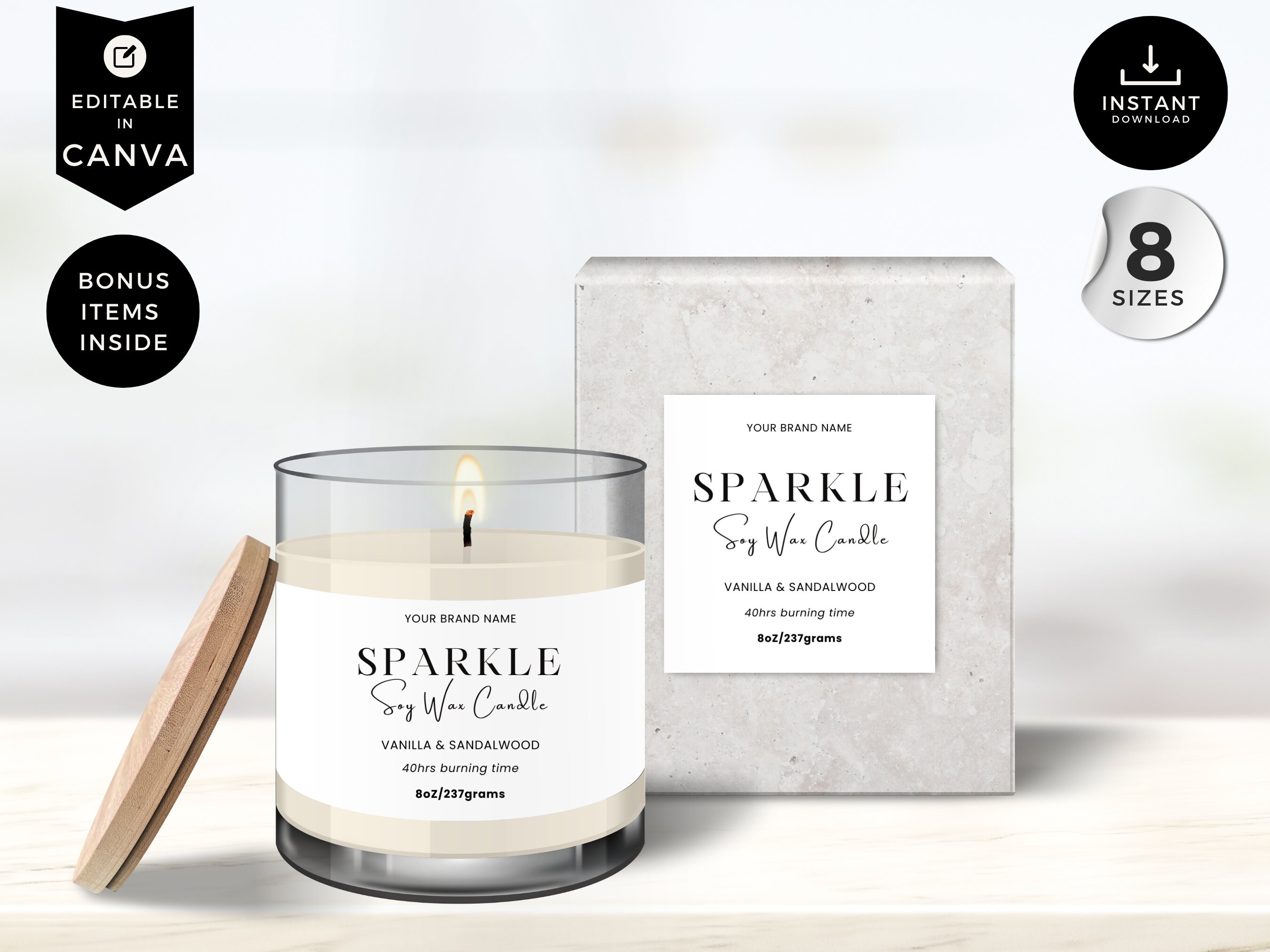 Editable Candle Jar Label Template, DIY Candle Product Design, Modern ...