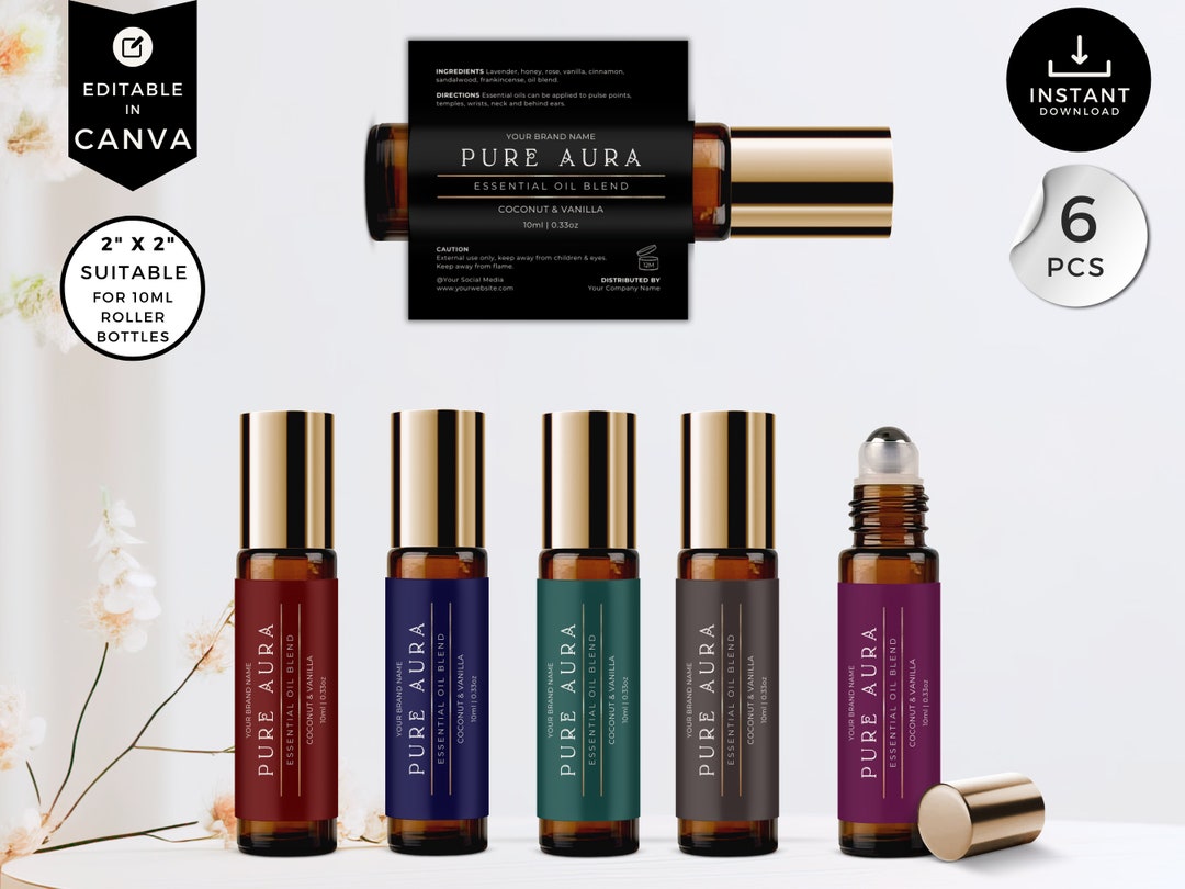 Essential Oil Label, Roller Bottle Label, Oil Bottle Label, Canva ...