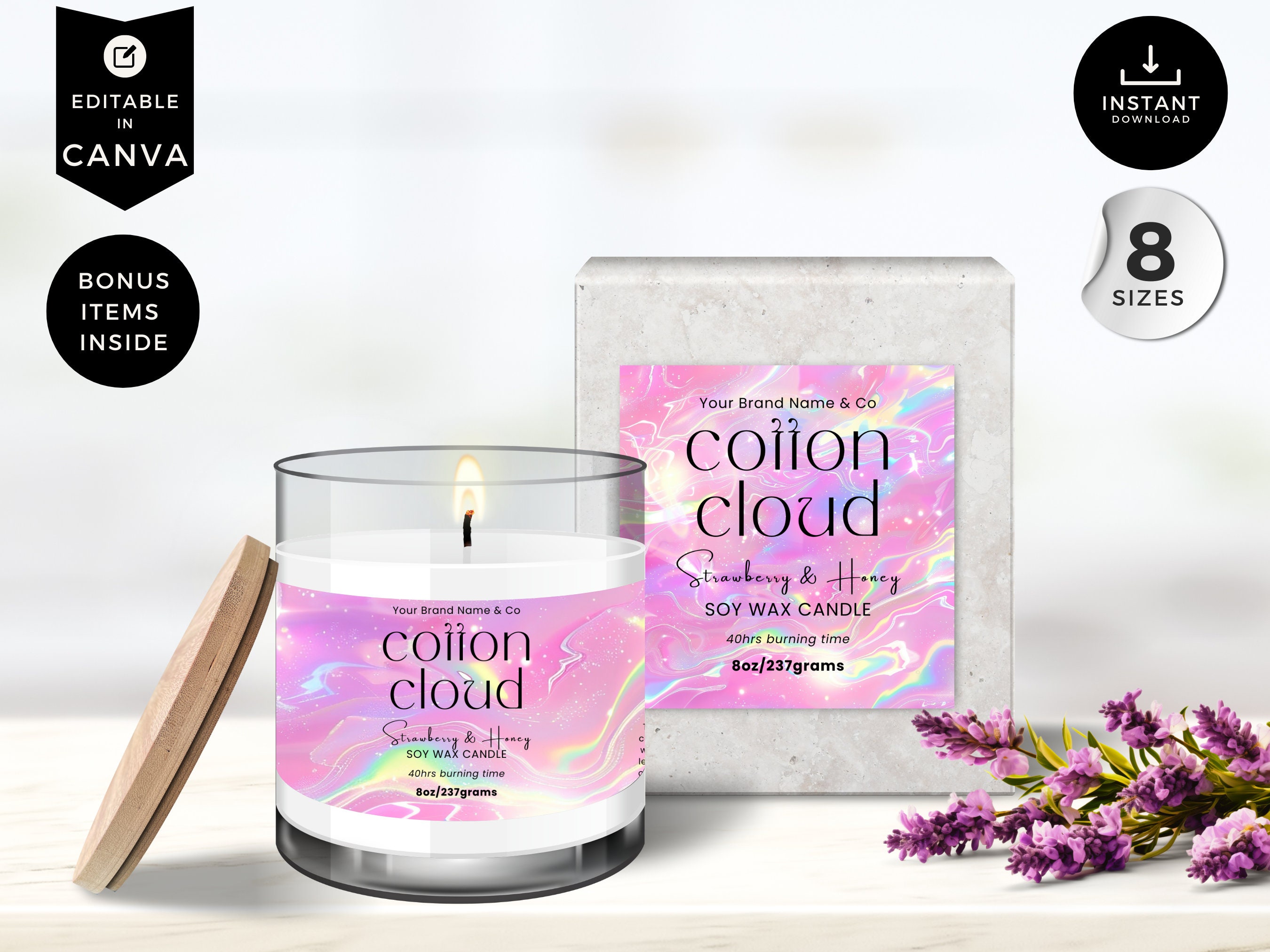 Editable Candle Jar Label, DIY Candle Label Template, Modern Candle ...