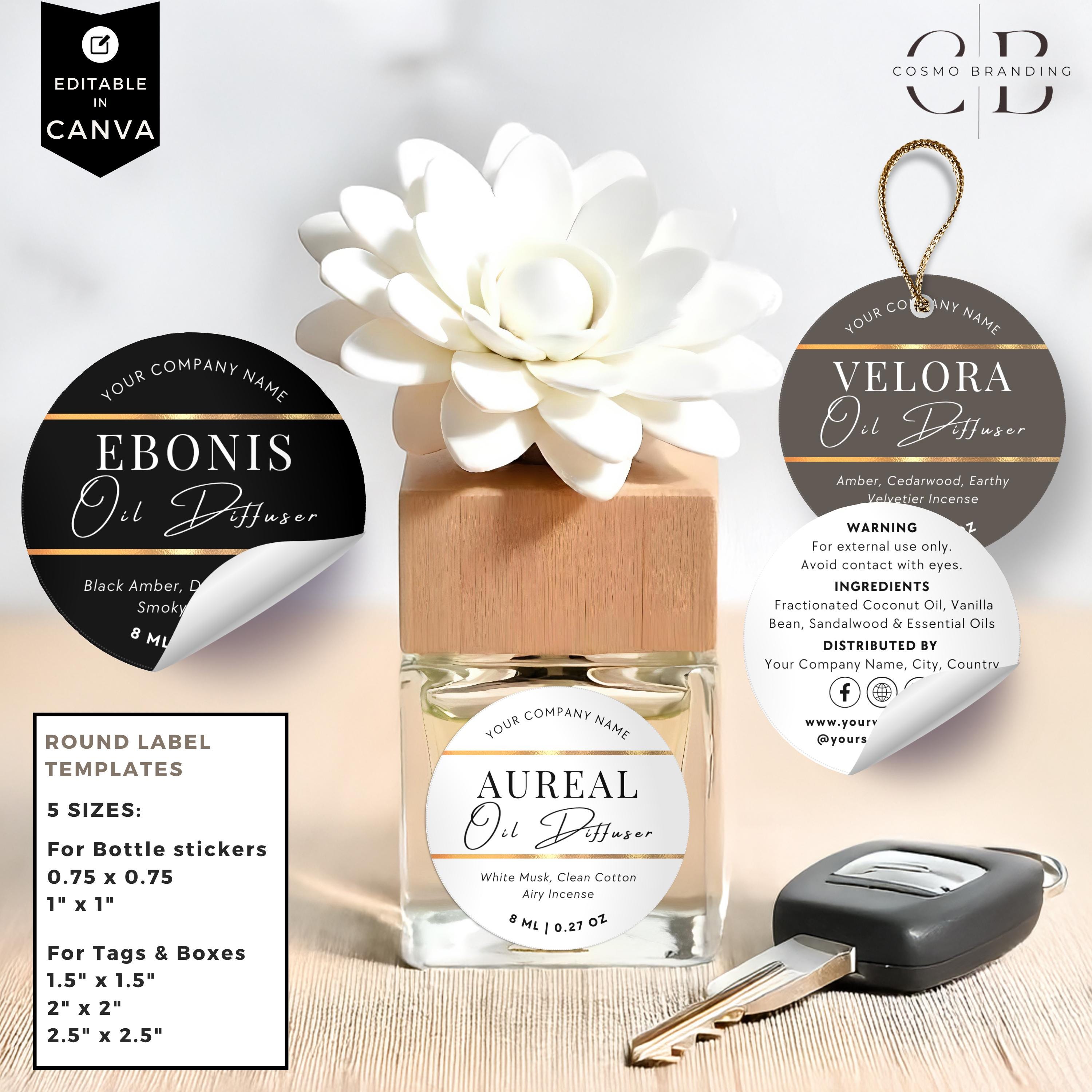 Editable Car Diffuser Label Templates, Canva Hanging Fragrance Design ...