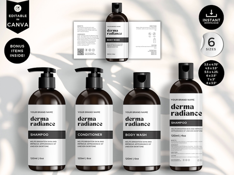 Shampoo Bottle Label Template, Canva Bottle Label Design, DIY Cosmetic ...