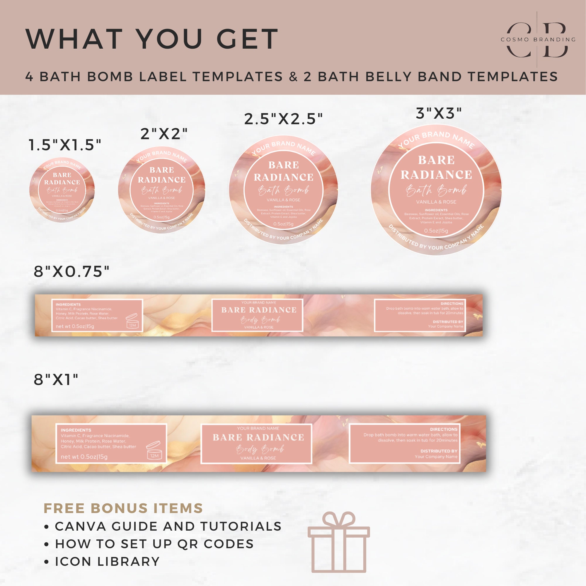 Bath Bomb Labels, Pink Neon, Soap Label Template, Cosmetic Label ...