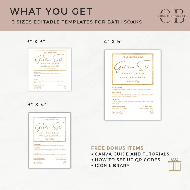 Editable Pouch Label Template, Bath Salts Label, Apothecary Pouch Label ...