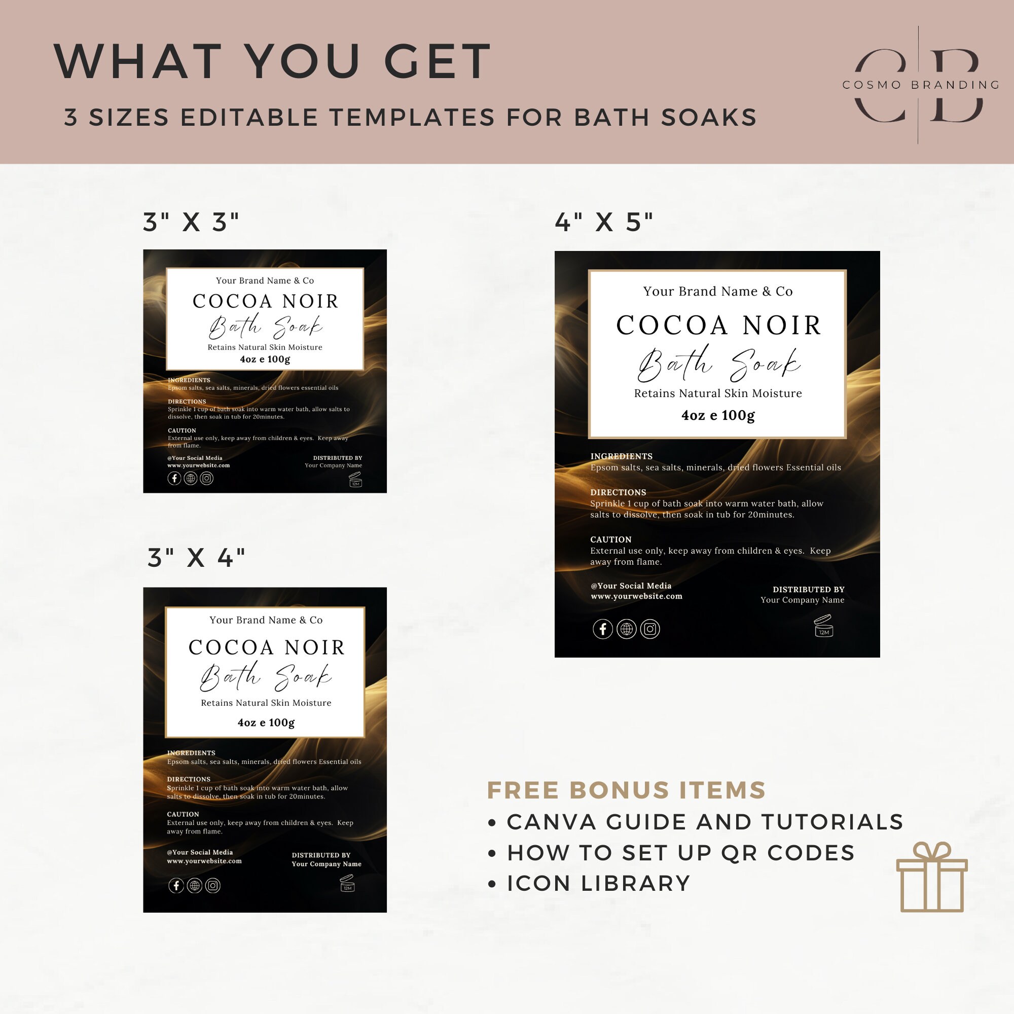 Editable Pouch Label Template, Bath Salts Label, Apothecary Pouch Label ...