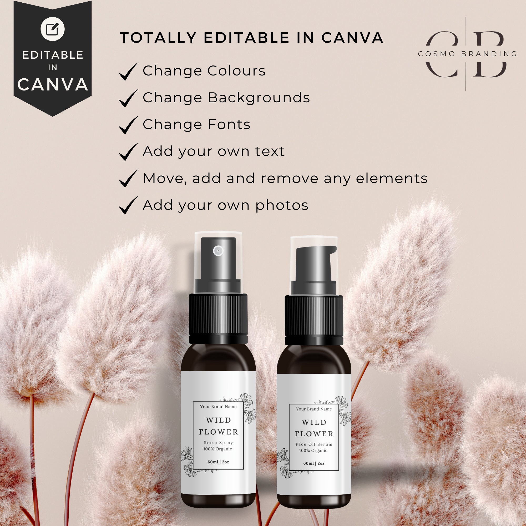 Editable Oil Dropper Bottle Label, DIY Essential Oil Template, Hair Oil ...