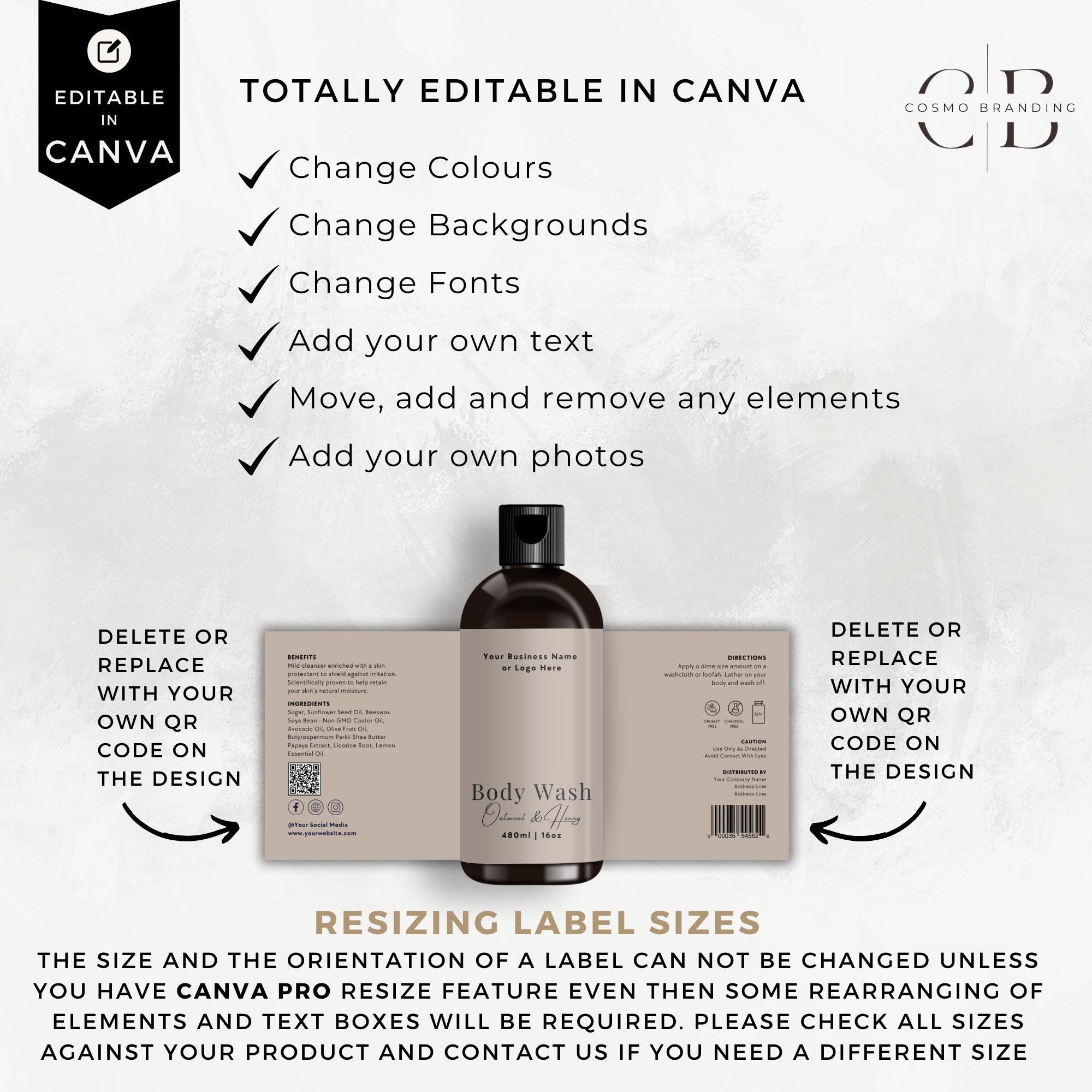 Shampoo Bottle Label Template, Canva Bottle Label Design, DIY Cosmetic ...
