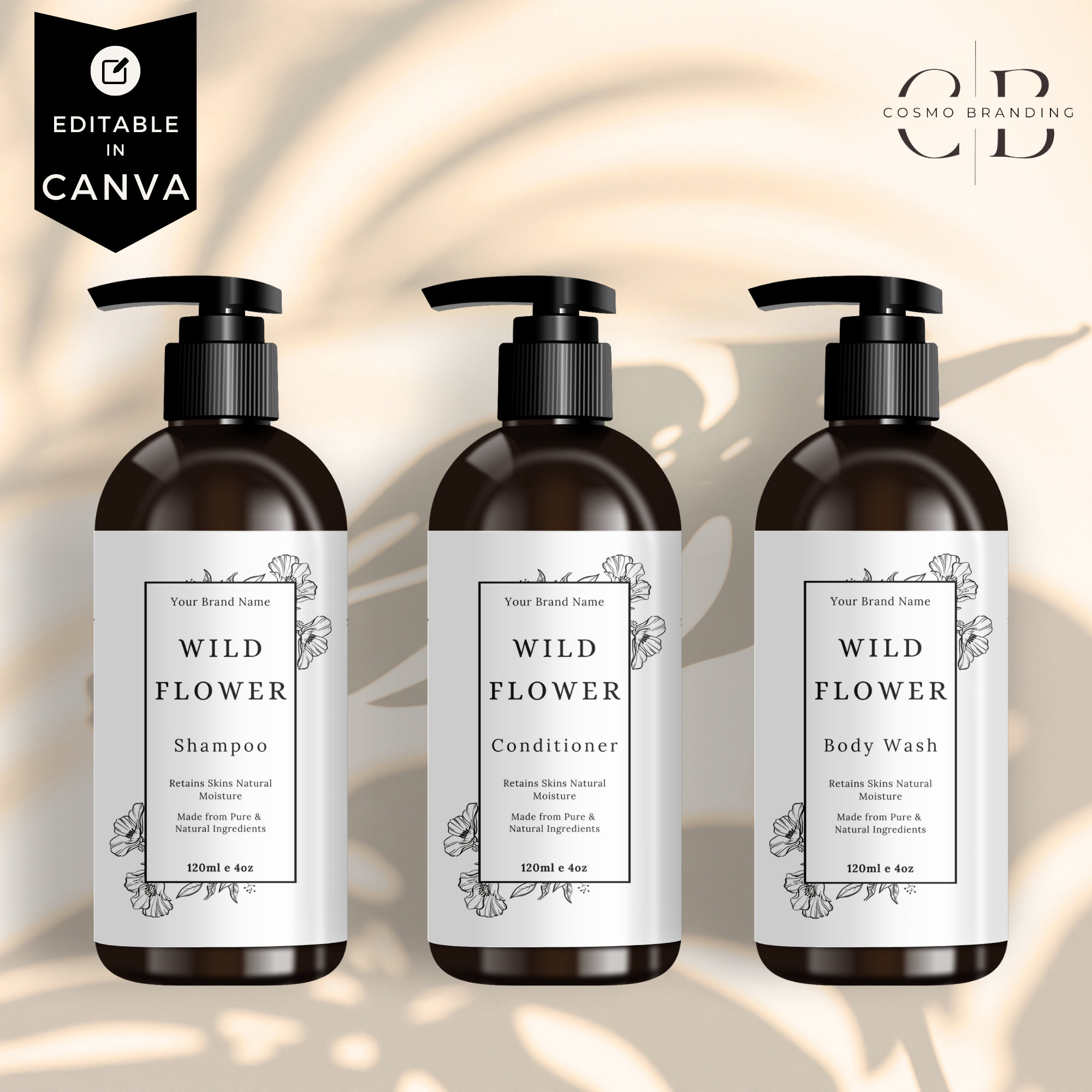 Shampoo Bottle Label Template, Canva Bottle Label Design, DIY Cosmetic ...