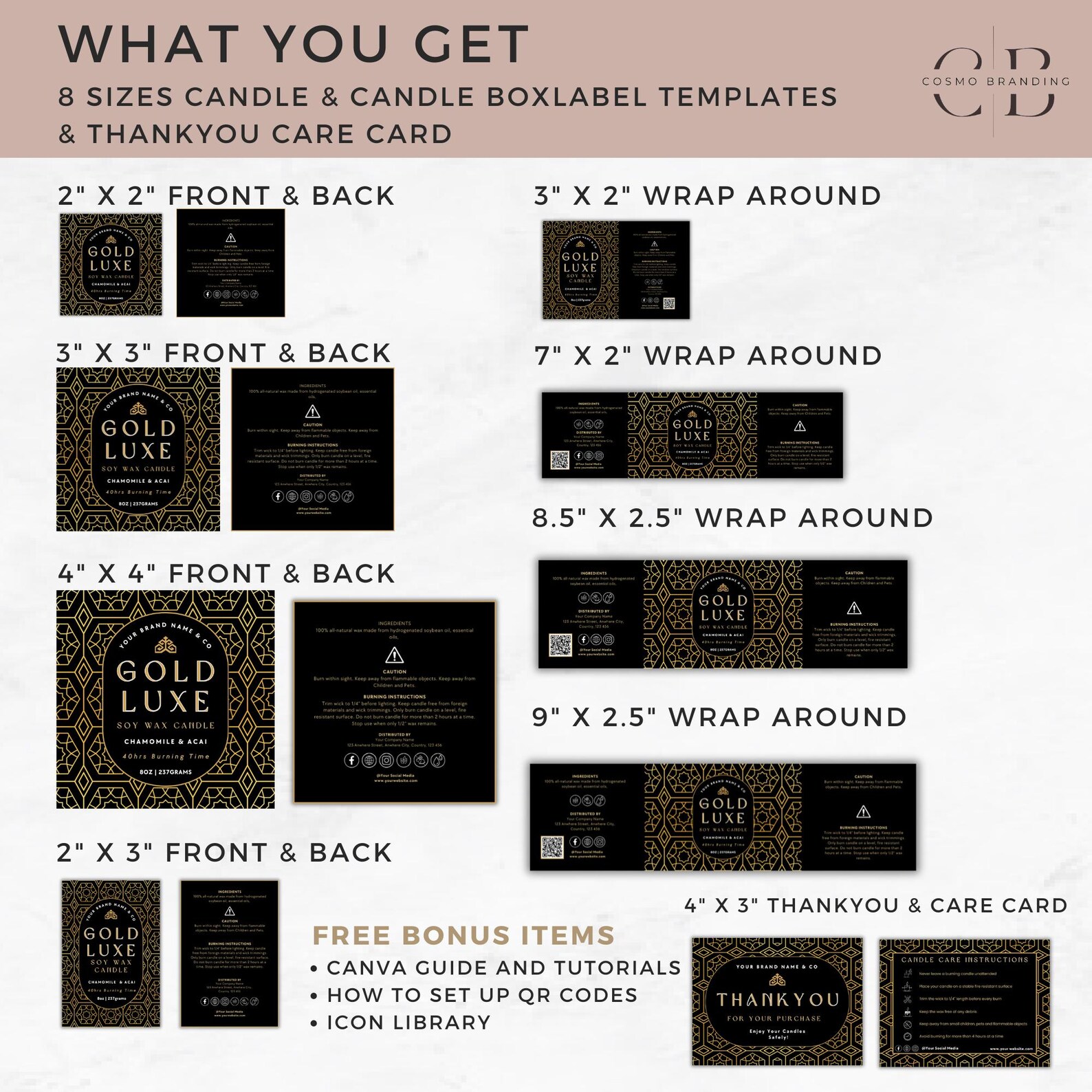 Editable Candle Jar Label Template, DIY Candle Product Design, Modern ...