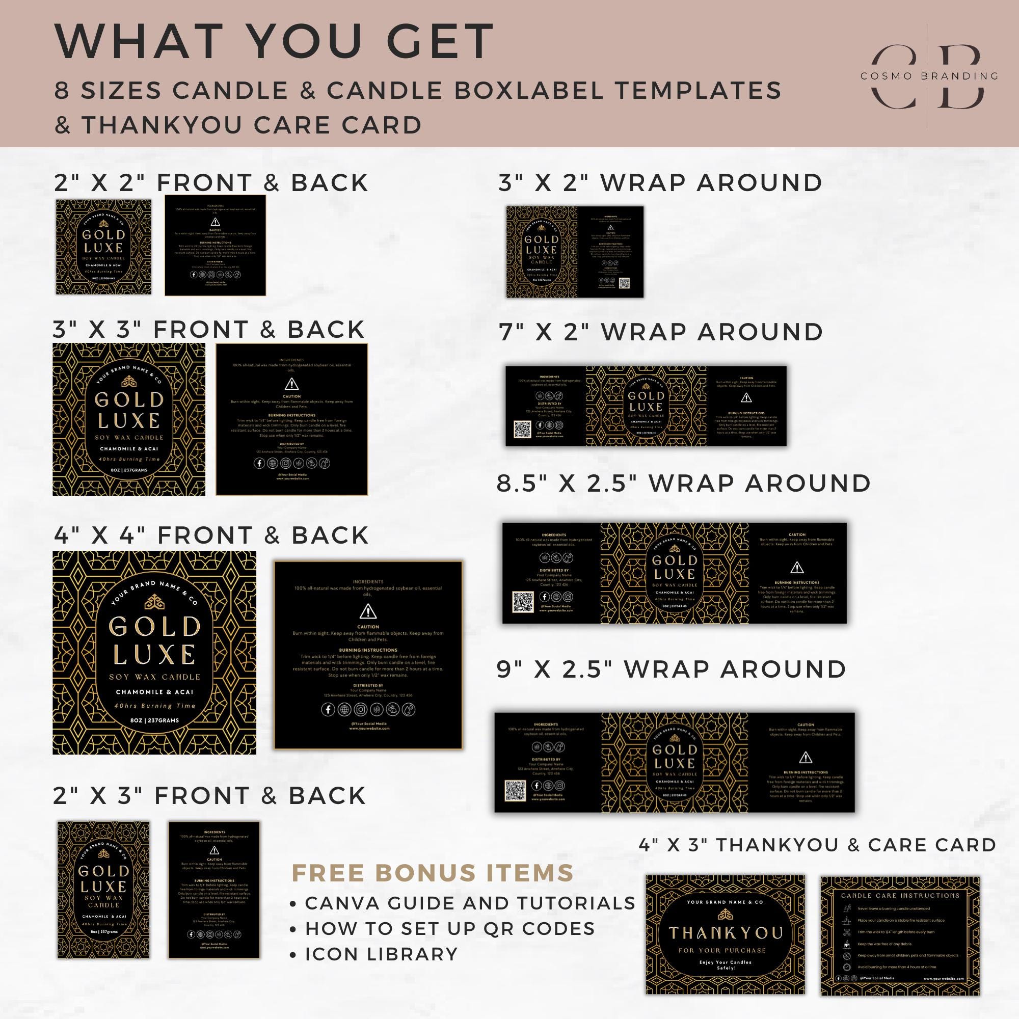 Editable Candle Jar Label Template, DIY Candle Product Design, Modern ...