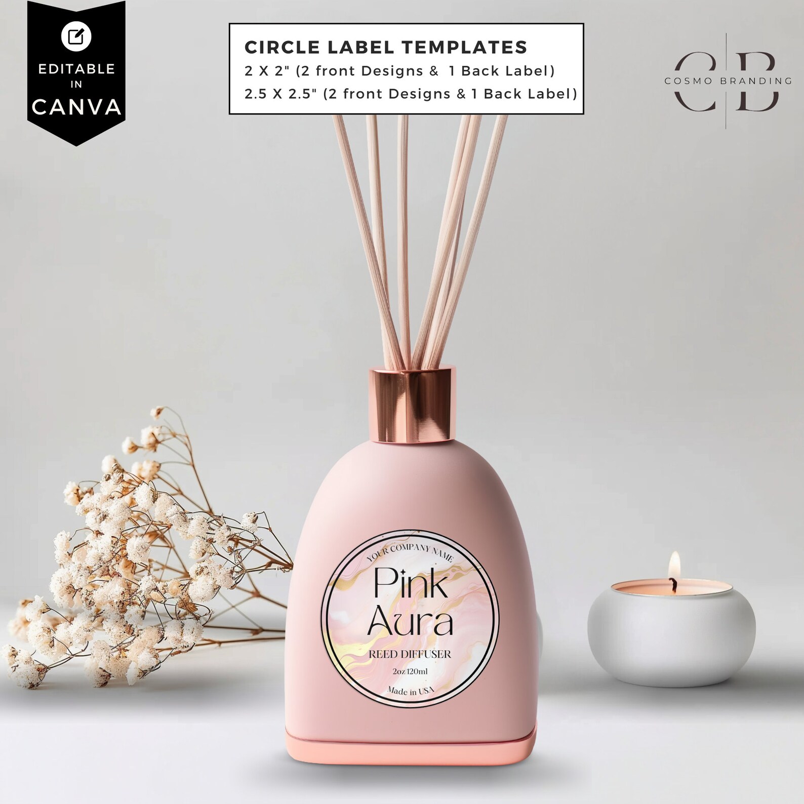 Editable Reed Diffuser Template, DIY Canva Product Labels, Room ...