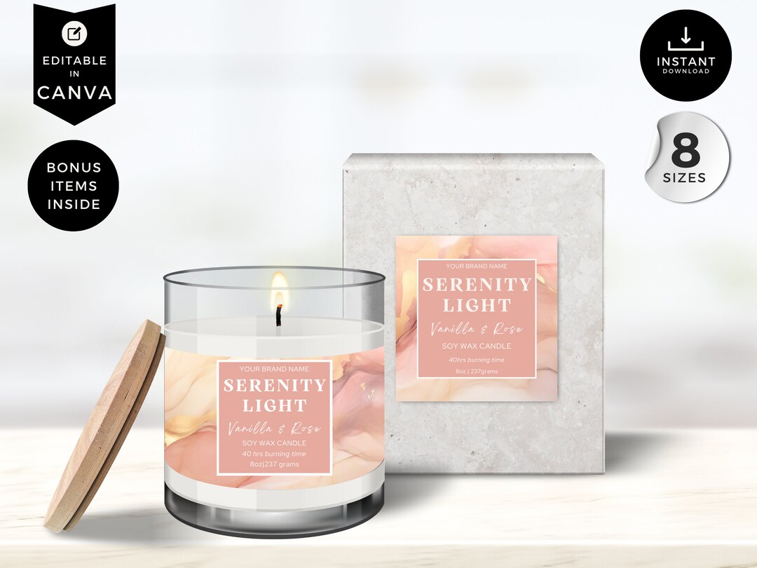 Editable Candle Jar Label, DIY Candle Label Template, Modern Candle ...