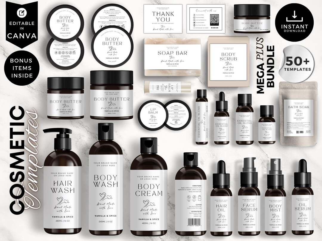 Editable Cosmetic Label Templates, Custom Body Product Label, DIY ...