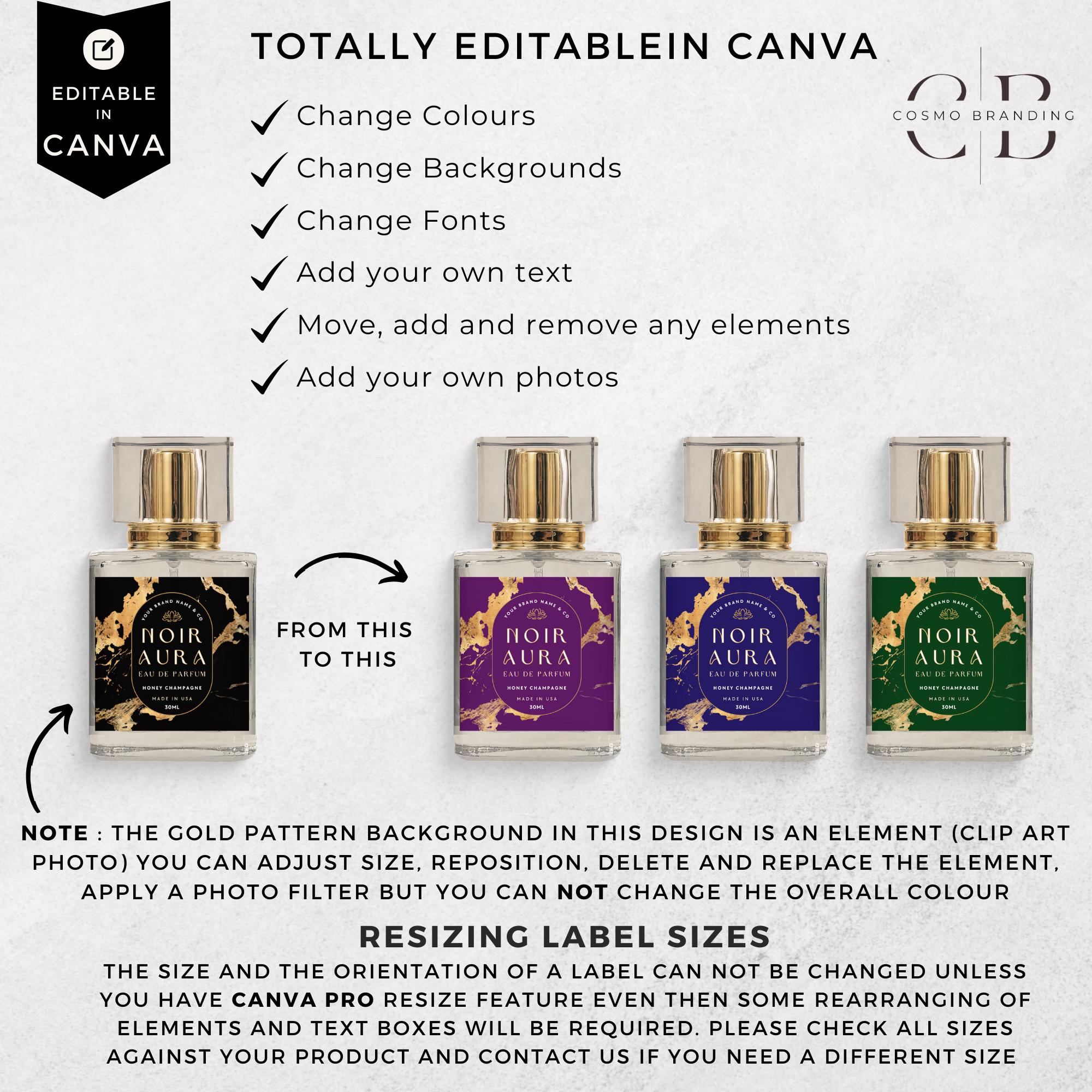 Editable Perfume Bottle Label, Custom Fragrance Canva Design, DIY ...