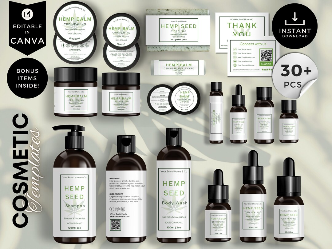 Editable Cosmetic Label Templates, Custom Body Product Label, DIY ...