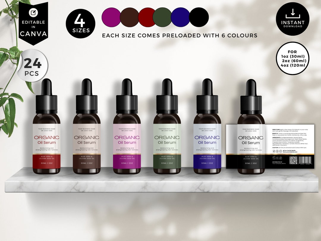 Editable Oil Dropper Bottle Label, DIY Essential Oil Template, Beard ...