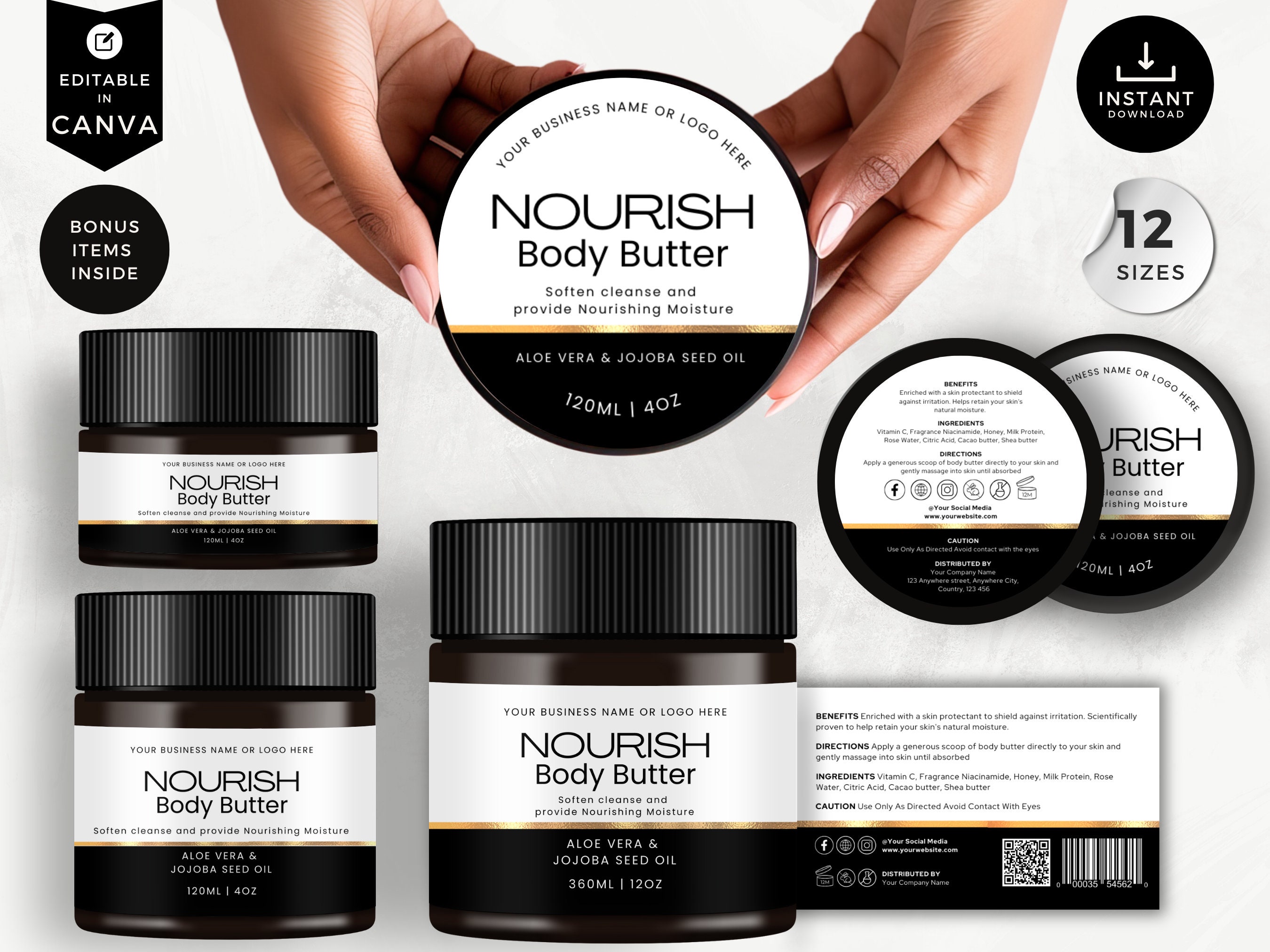 Editable Jar Label Templates, Cosmetic Product Label, DIY Canva Design ...