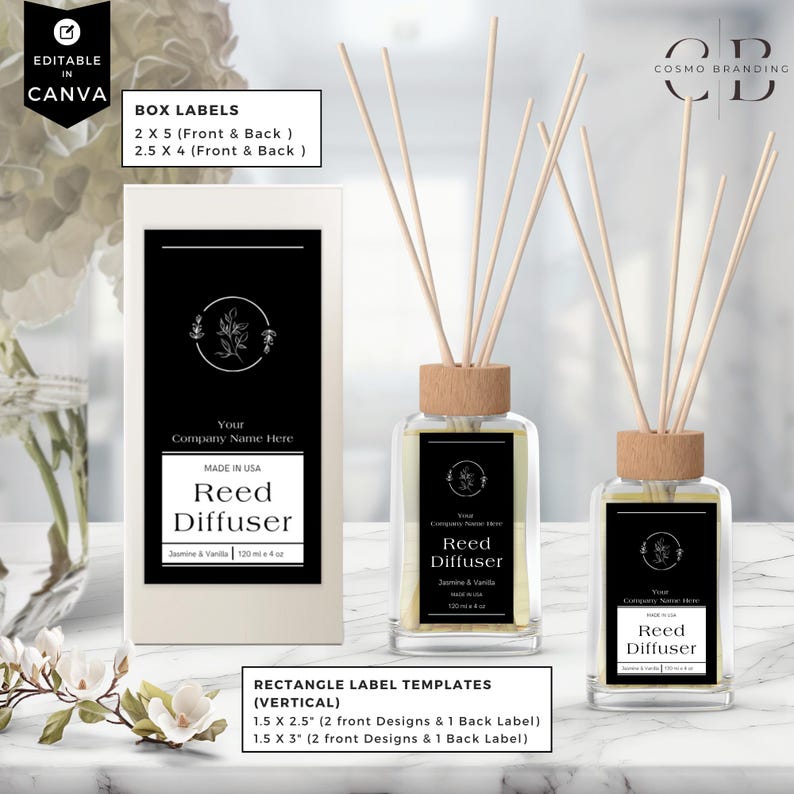 Editable Reed Diffuser Template, DIY Canva Product Labels, Room ...