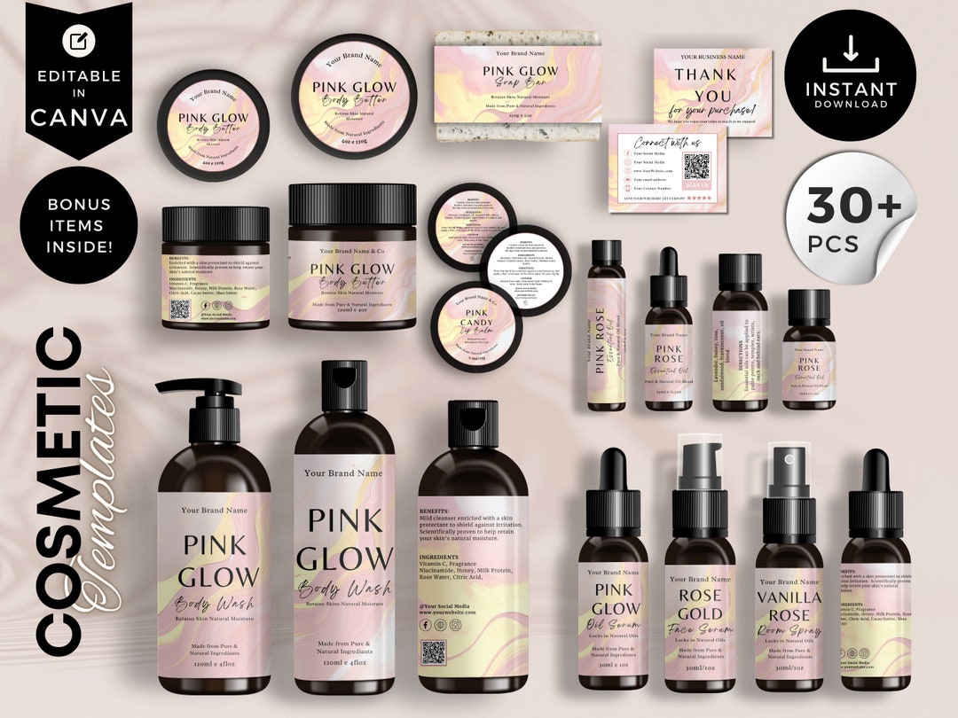 Editable Cosmetic Label Templates, Custom Body Product Label, DIY ...