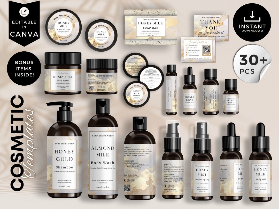 Editable Cosmetic Label Templates, Custom Body Product Label, DIY ...