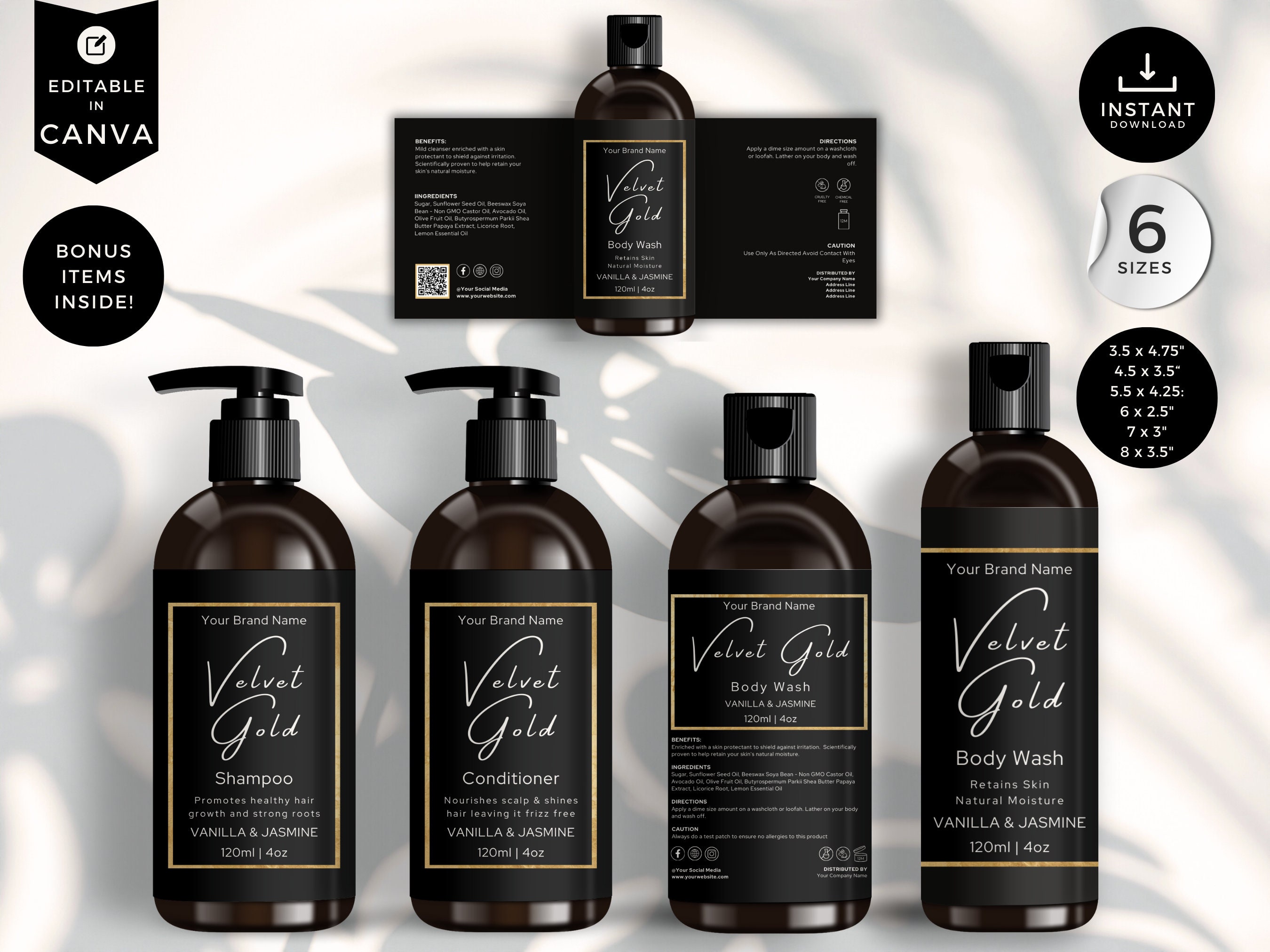 Shampoo Bottle Label Template, Canva Bottle Label Design, DIY Cosmetic ...