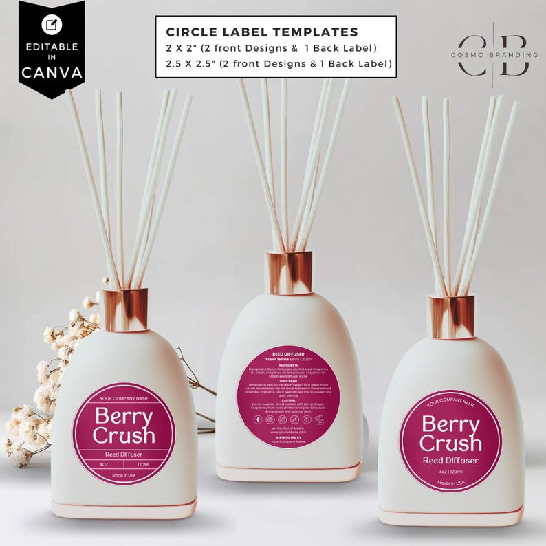 Editable Reed Diffuser Template, DIY Canva Product Labels, Room ...