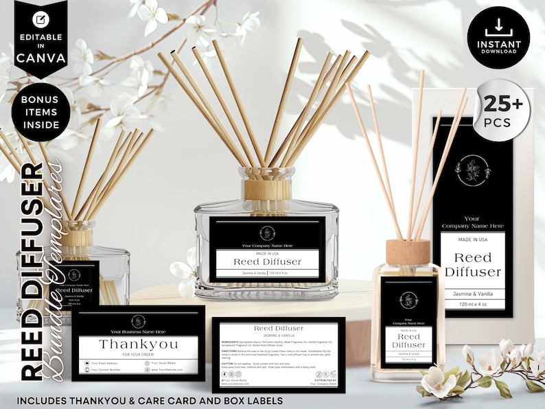 Editable Reed Diffuser Template, DIY Canva Product Labels, Room ...